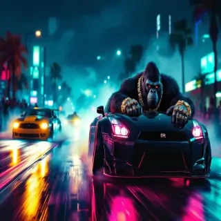 Smart Pic — A high-octane nighttime street racing scene in a neon-lit ...